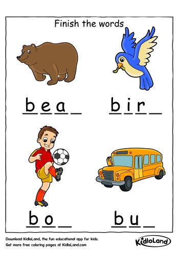 Download Free Finish The Words 1 and educational activity worksheets ...